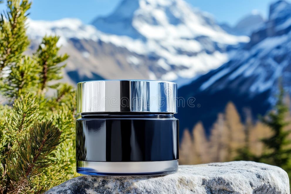 Container for Natural Shilajit Supplements in an Alpine Himalayan ...