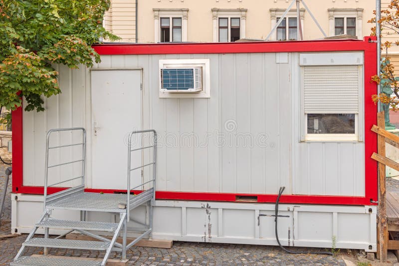 Container Office Construction Site Stock Image - Image of europe, door ...