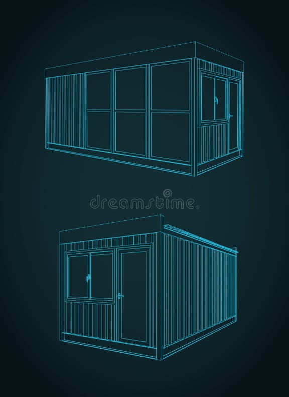 Container office drawings stock vector. Illustration of construction ...
