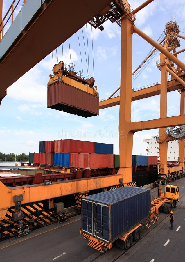 Container Operation in Port Stock Image - Image of industry, import ...