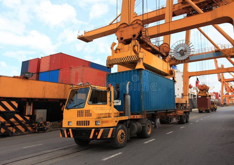 Container Operation in Port Stock Photo - Image of export, distribution ...