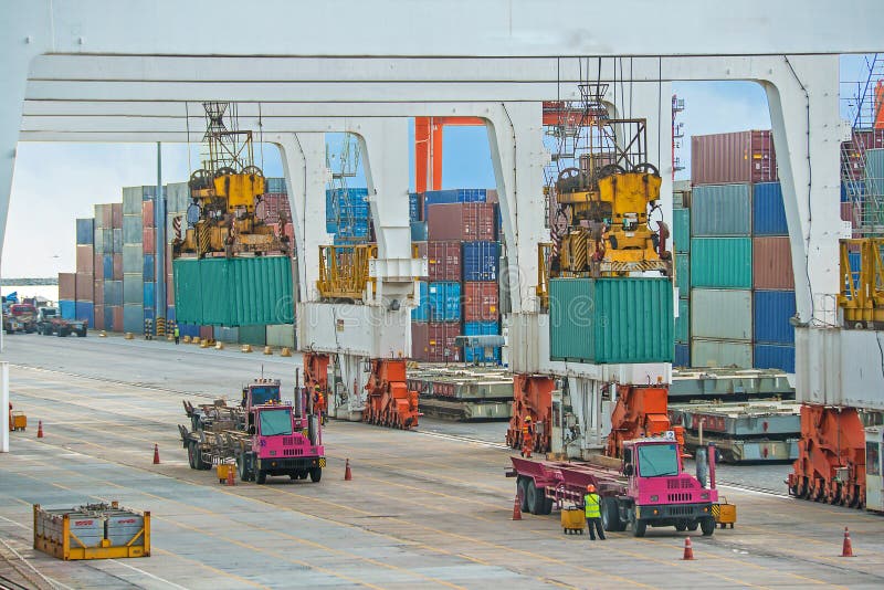 Container Operation in Port Stock Photo - Image of gantry, depot: 26450842