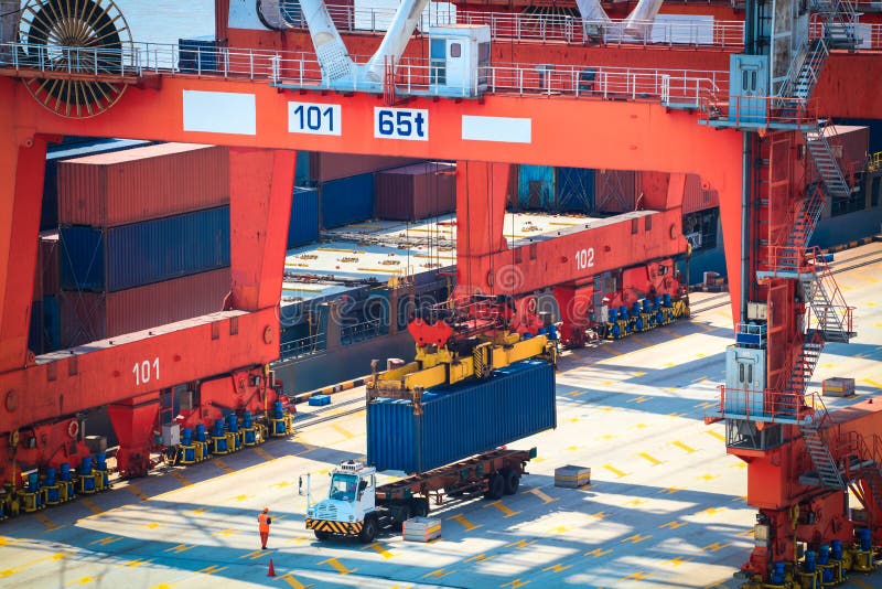 Container Operation in Port Stock Image - Image of industry, import ...