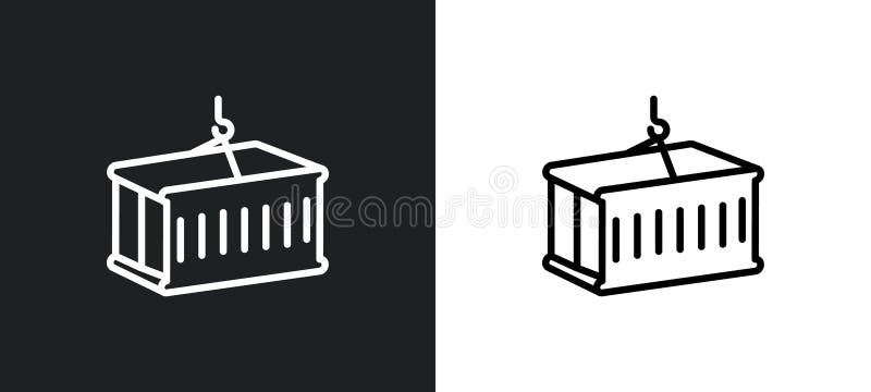 Container Outline Icon in White and Black Colors. Container Flat Vector ...