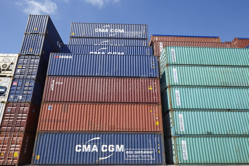 Pile Of Containers And Industrial Cargoes On Port Stock Photo - Image ...