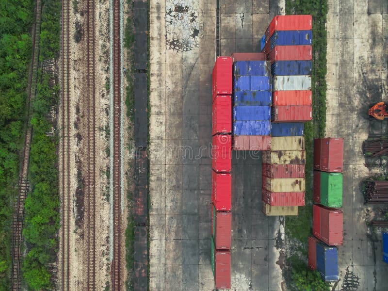 Container Place Near the Railroad Tracks . Stock Image - Image of fast ...