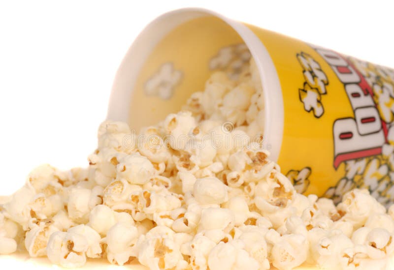 Container of Popcorn with Popcorn Spilling Out Stock Photo - Image of ...