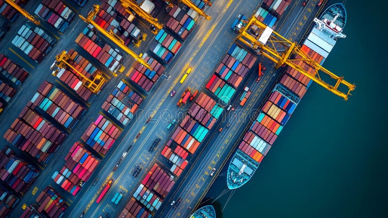 Container Port from Above: Symbol for Logistics and Transport Stock ...
