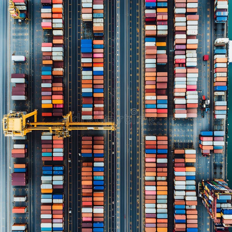 Container Port from Above: Symbol for Logistics and Transport Stock ...