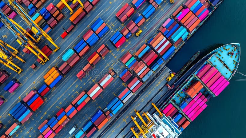 Container Port from Above: Symbol for Logistics and Transport Stock ...