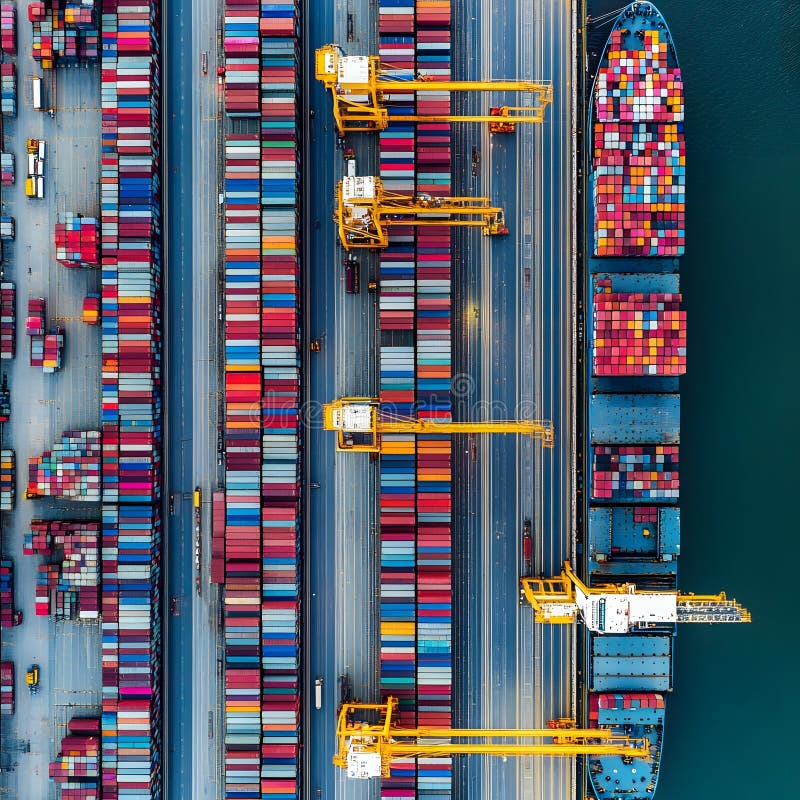 Container Port from Above: Symbol for Logistics and Transport Stock ...
