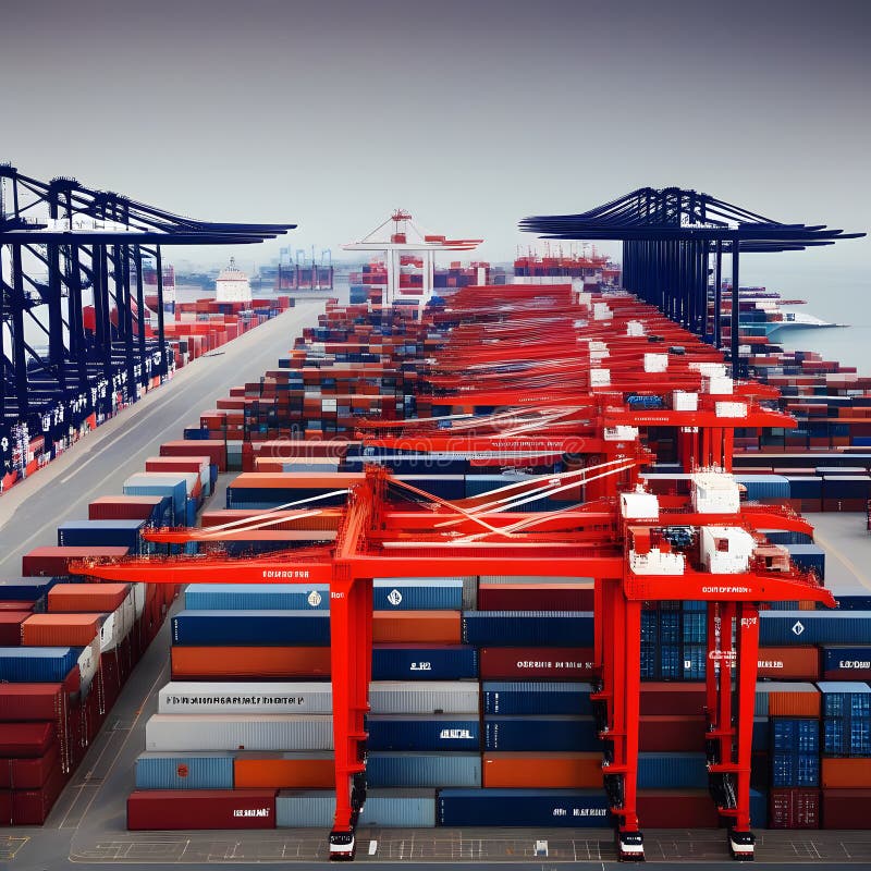 Container Port, AI-generatet Stock Illustration - Illustration of turn ...
