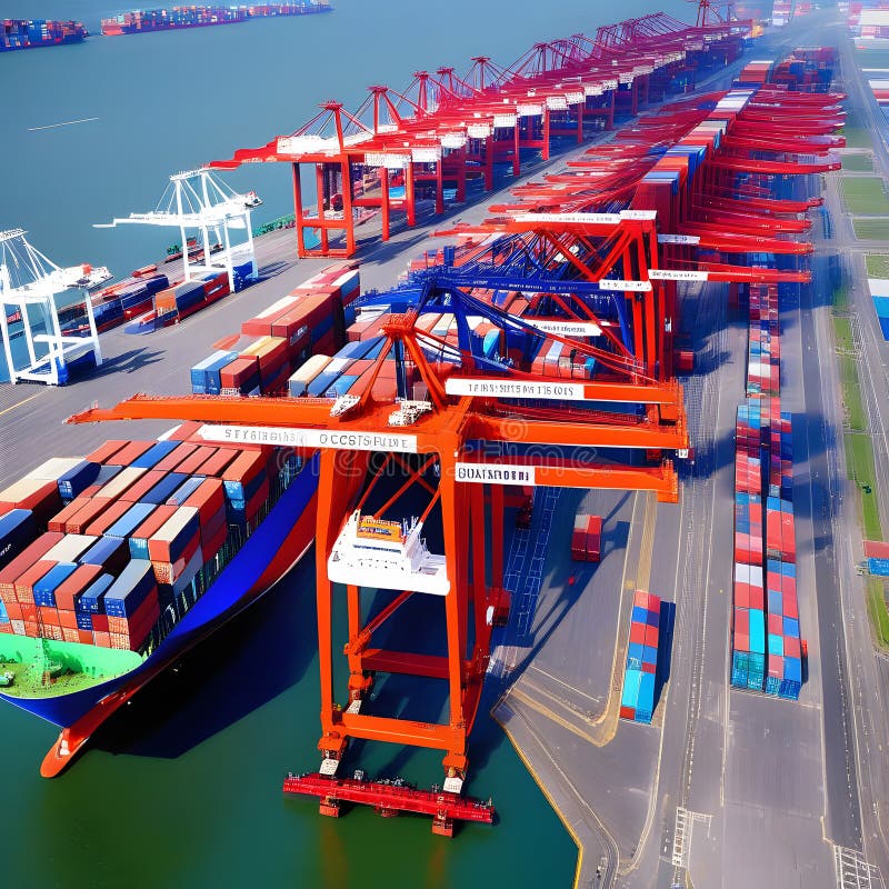 Container Port, AI-generatet Stock Illustration - Illustration of ...