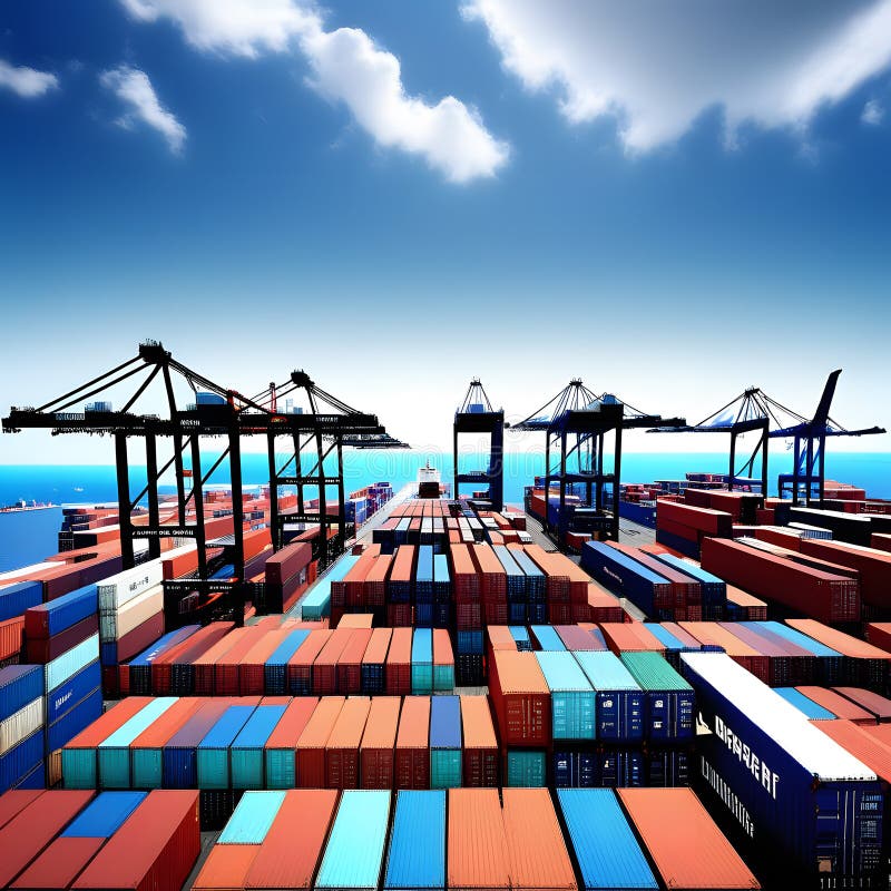 Container Port, AI-generatet Stock Illustration - Illustration of ...