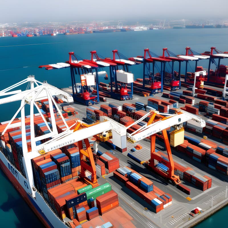 Container Port, AI-generatet Stock Illustration - Illustration of steel ...