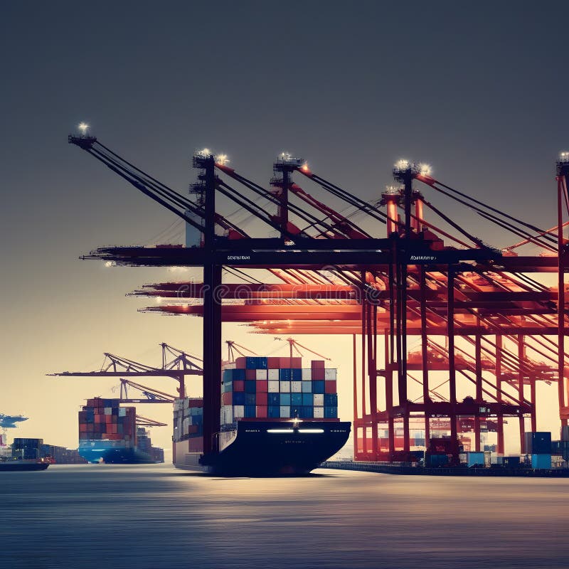 Container Port, AI-generatet Stock Illustration - Illustration of port ...