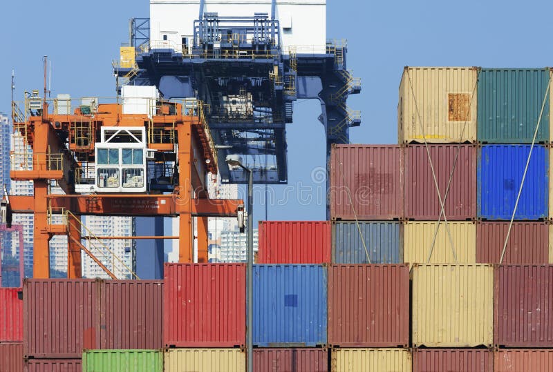 Shipping Container Close Up Security Fence Stock Image - Image of close ...