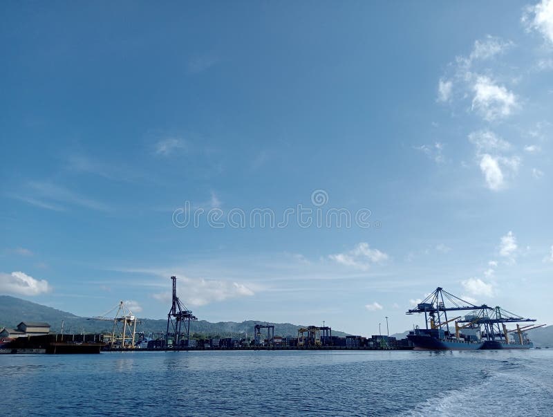 Container Port of Loading View from Sea Side Editorial Stock Photo ...