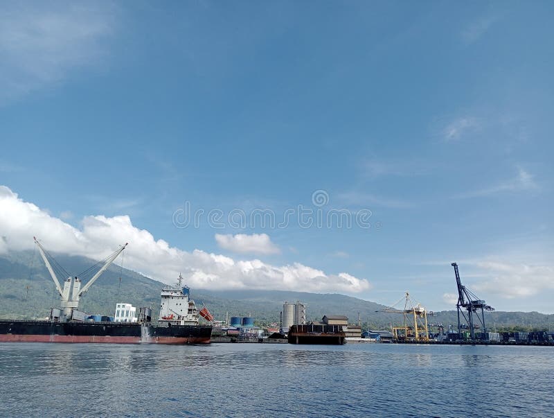 Container Port of Loading View from Sea Side Editorial Stock Photo ...