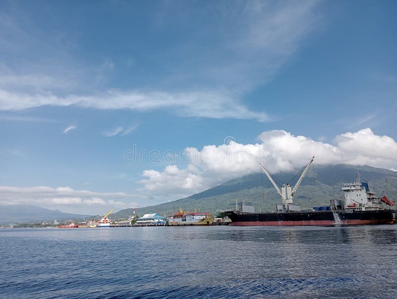 Container Port of Loading View from Sea Side Editorial Photo - Image of ...