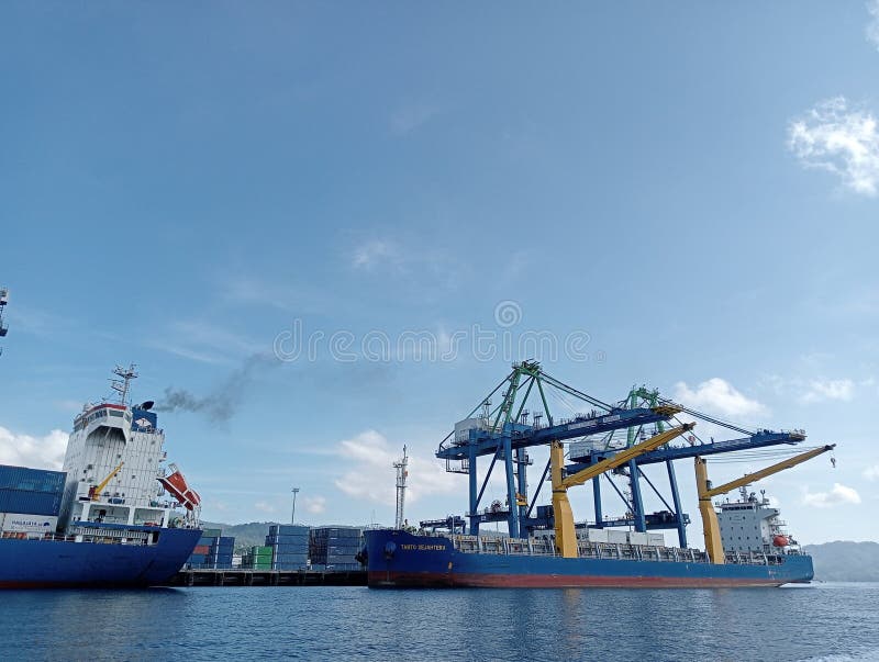 Container Port of Loading View from Sea Side Editorial Stock Photo ...