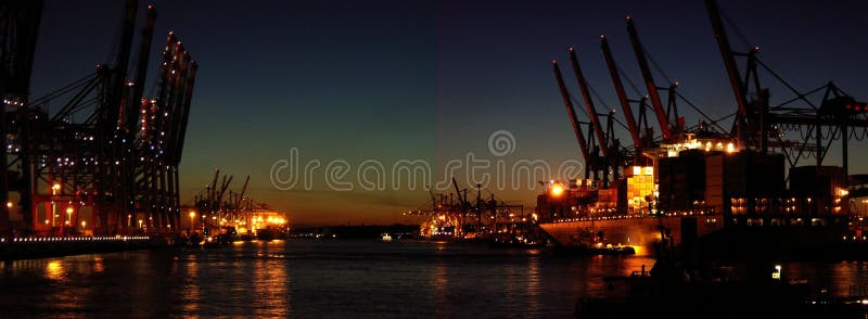 Container port at night stock image. Image of feeder, evening - 2927251