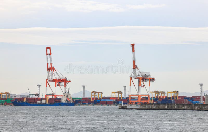 Container Port at Osaka Japan, Container Crane at Industrial Port for ...