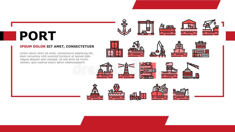 Container Port Tool Landing Header Vector Stock Illustration ...