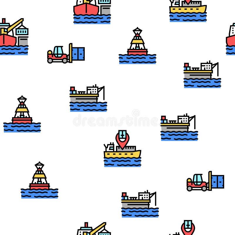 Container Port Tool Vector Seamless Pattern Stock Illustration ...