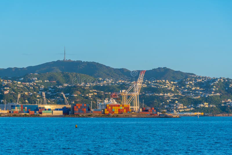 Container Port in Wellington, New Zealand Stock Image - Image of cargo ...