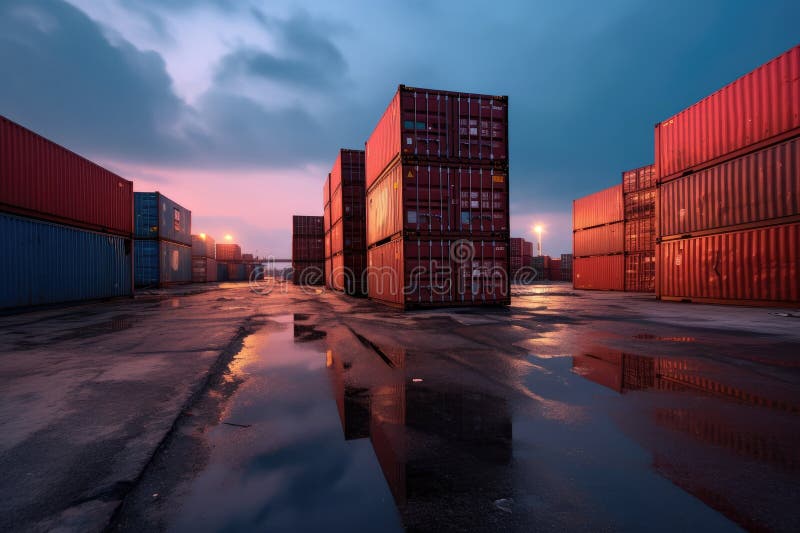 Container Ports with Containers and Ships in the Background. Generative ...