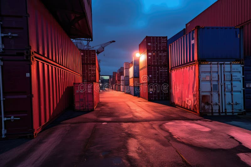 Container Ports with Containers and Ships in the Background. Generative ...