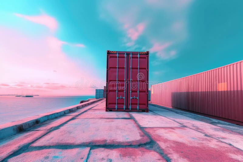 Container Ports with Containers and Ships in the Background. Generative ...