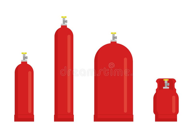 Container with Propane Liquid Gas Set. Different Big and Small Portable ...