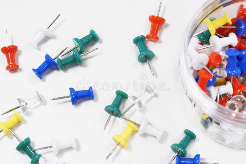 Container of Push Pins stock image. Image of blank, photograph - 12640127