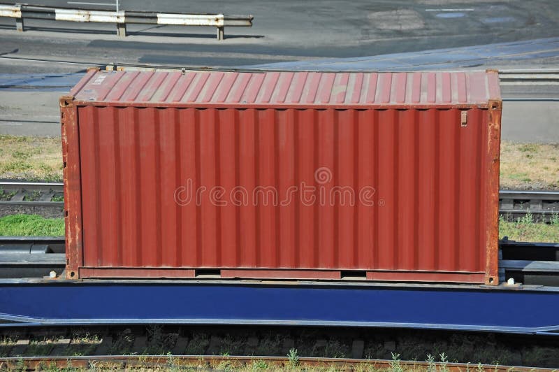 Container on Railroad Platform Stock Photo - Image of machinery, track ...