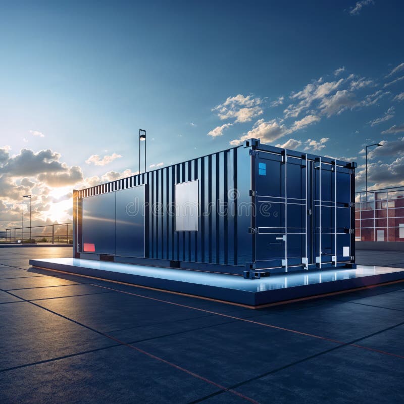 Container Ready: Secure Storage with Cityscape View, Generative Ai ...