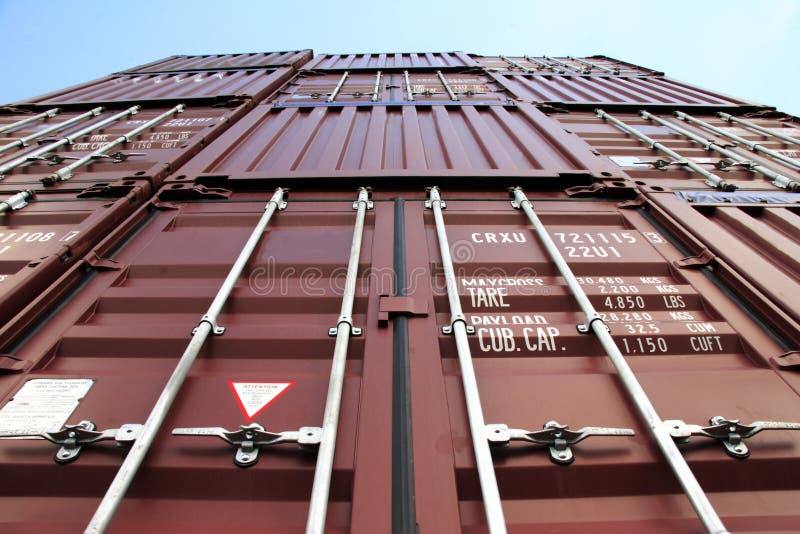 Container in red stock image. Image of countries, facility - 697793
