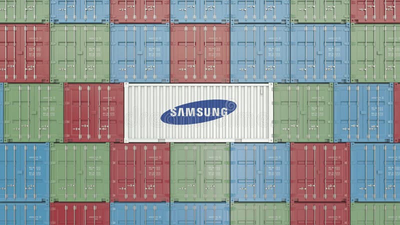 Container with Samsung Corporate Logo. Editorial 3D Rendering Editorial ...