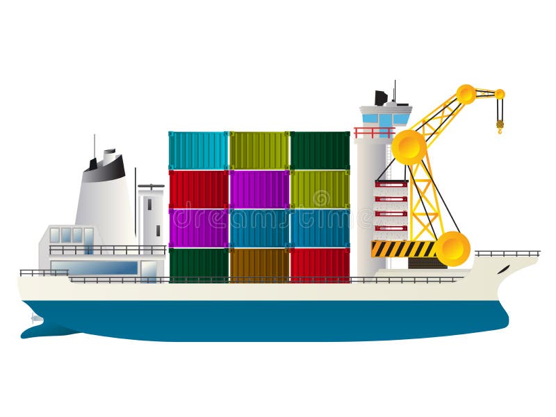 Port with container ship stock vector. Illustration of terminal - 19247006