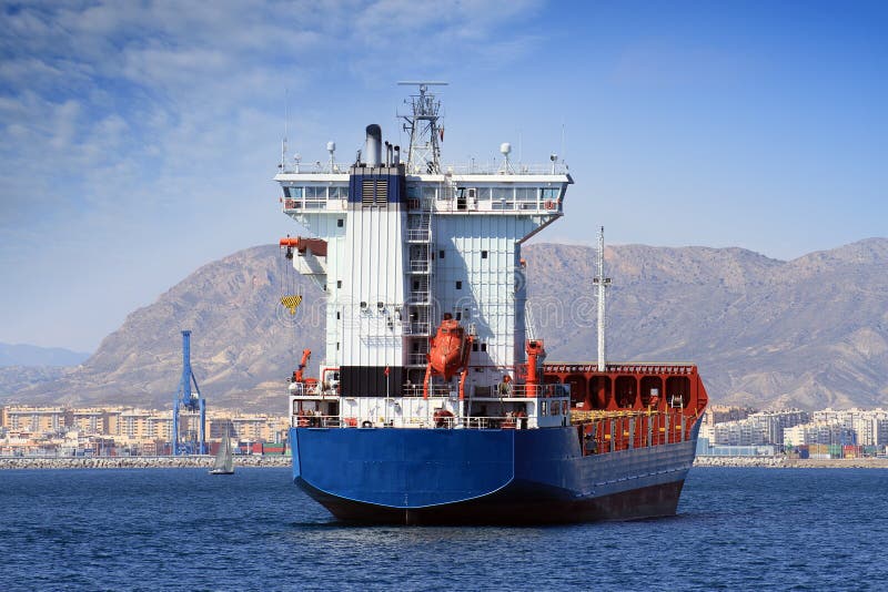 Container ship: aft view. stock image. Image of transport - 27106589