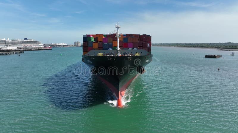 Container Ship Arriving into Port Moving Cargo Internationally Stock ...