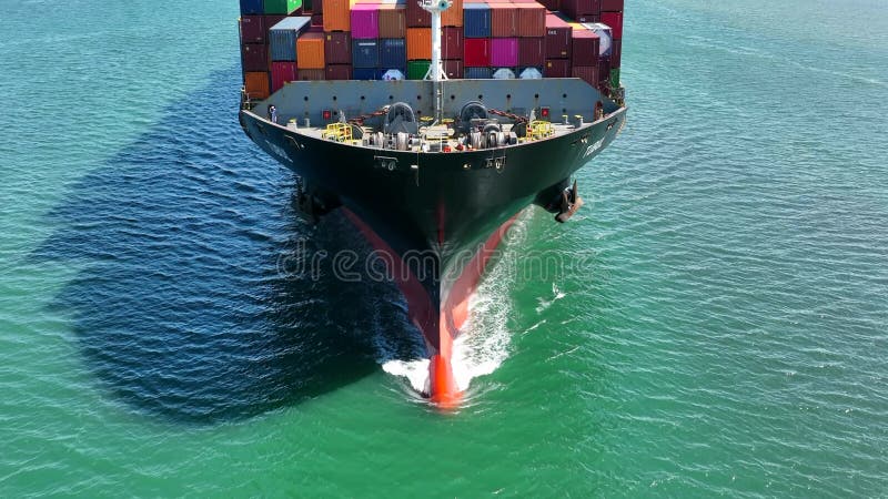 Container Ship Arriving into Port Moving Cargo Internationally Stock ...