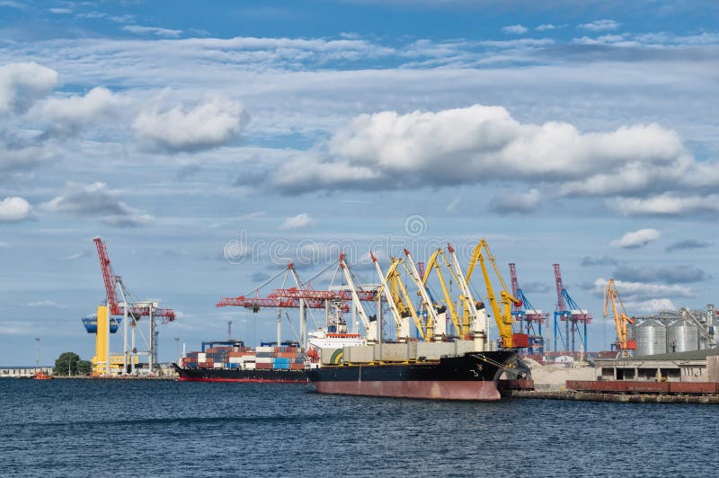 Container Ship Near the Port Stock Photo - Image of carriage, container ...