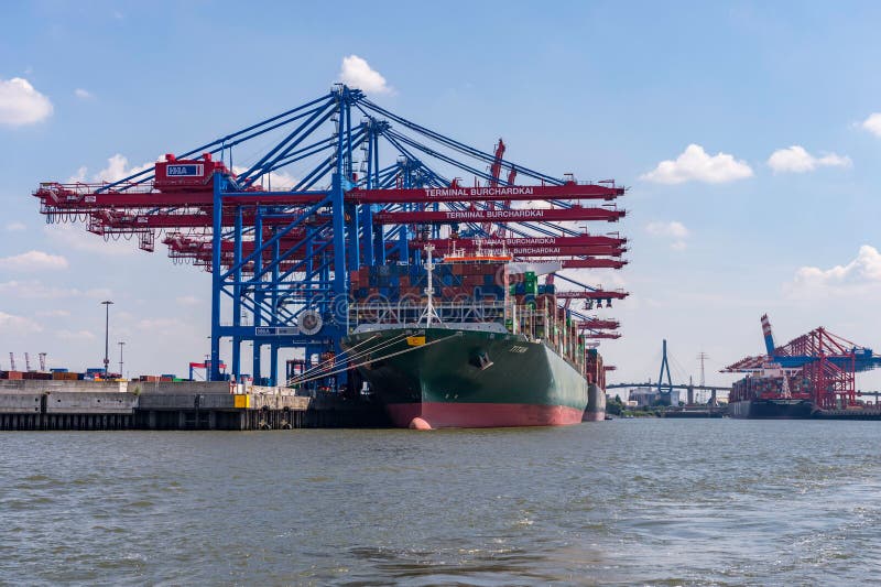 Container Ship is Being Loaded in Hamburg Container Port, Germany ... Container Ship is Being Loaded in Hamburg Container Port, Germany ...