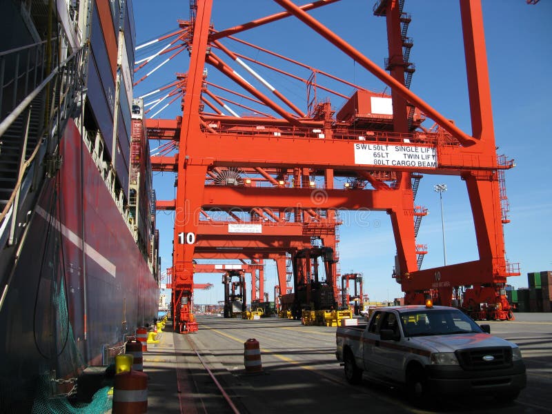 Container Ship Being Loaded from Pier Editorial Image - Image of ship ...