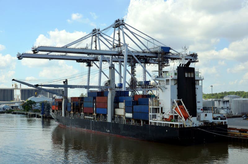 Container Ship in the Port of Savannah, Georgia Stock Image - Image of ...