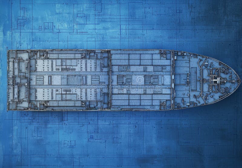 Container Ship Blueprint at Terminal Port with Cargo Ship Stock Image ...