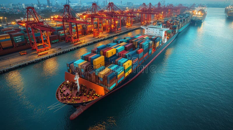 Container Ship in Busy Port Showcasing Efficient Logistics and ...