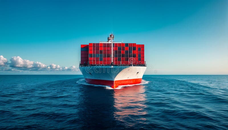 Container Ship. Cargo Ship on the Open Sea Stock Illustration ...